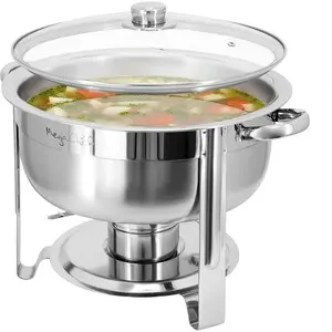 MEGACHEF 7.9 Quart Round Stainless Steel Professional Chafing Dish/food Warmer/buffet Server Serving Trays - Silver