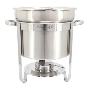 MEGACHEF 11.6 Quart Round Stainless Steel Professional Soup Chafing Dish - Silver