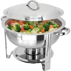 MEGACHEF 5.3 Quart Round Stainless Steel Professional Chafing Dish/food Warmer/buffet Server Serving Trays - Silver