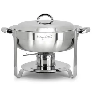 MEGACHEF 5.3 Quart Round Stainless Steel Professional Chafing Dish/food Warmer/buffet Server Serving Trays