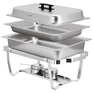 MEGACHEF 9.5 Quart Foldable Stainless Steel Professional Chafing Dish/food Warmer/buffet Server Serving Trays