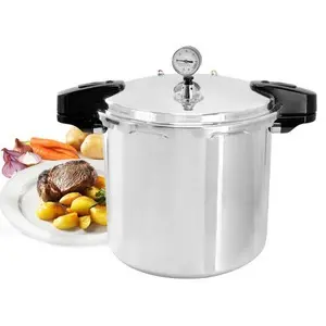 MEGACHEF 24 Quart Large Capacity Aluminum Stovetop Pressure Cooker For Induction And Gas Stove-tops - Silver