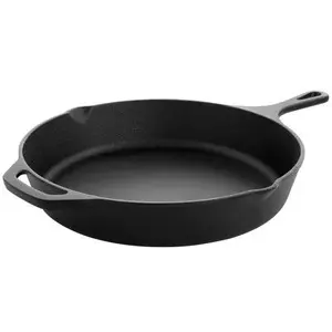 MEGACHEF 12 Inch Round Preseasoned Cast Iron Frying Pan - Black