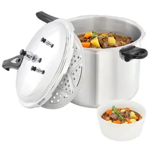 MEGACHEF 11.5 Quart Induction And Stovetop Pressure Cooker With Steamer - Silver