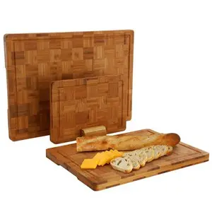 MEGACHEF 3 Piece Wood Cutting Board Set - Brown
