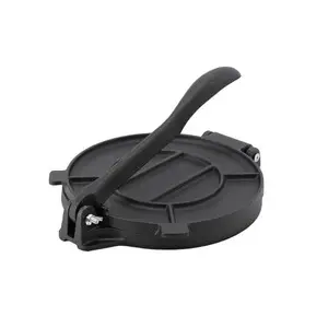 MEGACHEF 7.9 Inch Heavy Duty Round Cast Iron Tortilla Maker Press - Black