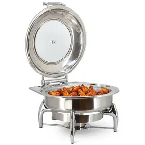 MEGACHEF 6.3 Quart Stainless Steel Round Professional Chafing Dish/food Warmer/buffet Server Serving Dish - Silver
