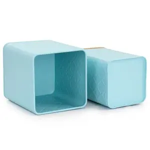 MEGACHEF 3 Piece Square Iron Kitchen Canister Set With Wood Lids