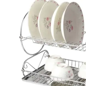 MEGACHEF Plated 17.5 Inch Two Shelf Dish Rack