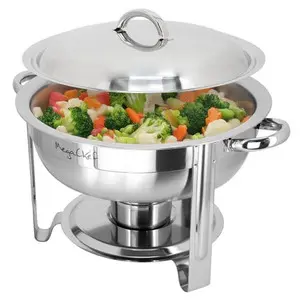 MEGACHEF 3.7 Quart Round Stainless Steel Professional Chafing Dish/food Warmer/buffet Server Serving Trays - Silver