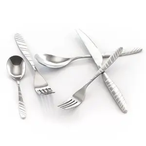MEGACHEF La Vague 20 Piece Flatware Utensil Set - Silver