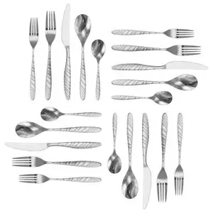MEGACHEF La Vague 20 Piece Flatware Utensil Set - Silver