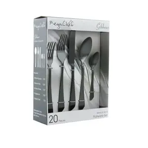 MEGACHEF Gibbous 20 Piece Flatware Utensil Set Black