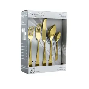MEGACHEF Gibbous 20 Piece Flatware Utensil Set - Gold