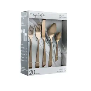 MEGACHEF Gibbous 20 Piece Flatware Utensil Set - Rose Gold Matte