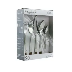 MEGACHEF Gibbous 20 Piece Flatware Utensil Set Silver