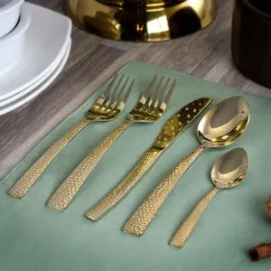 MEGACHEF Baily 20 Piece Flatware Utensil Set - Light Gold