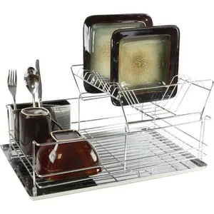 MEGACHEF 15.5 Inch Stainless Iron Shelf Dish Rack - Silver