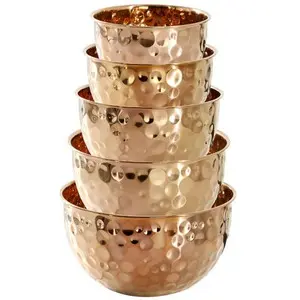 MEGACHEF Hammered Bubble Texture 5 Piece Stainless Steel Serving Bowl Set