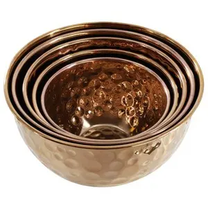 MEGACHEF Hammered Bubble Texture 5 Piece Stainless Steel Serving Bowl Set