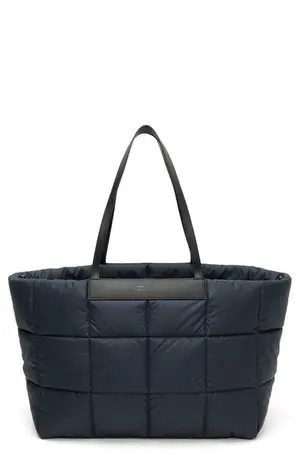 VEECOLLECTIVE Large Porter Marché Quilted Recycled Nylon Tote - Dark Navy Blue
