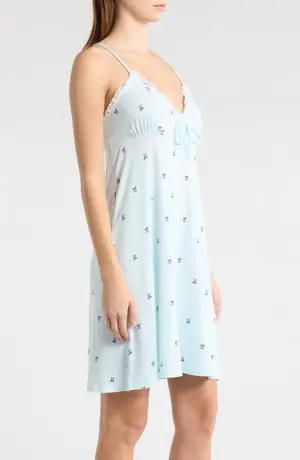 French Connection Eyelet Trim Chemise - Blue Bow