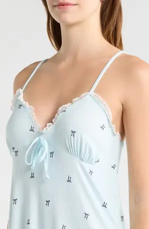 French Connection Eyelet Trim Chemise - Blue Bow