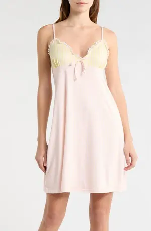 French Connection Eyelet Trim Chemise - Lemon Pink