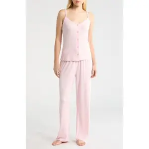 French Connection Rib Camisole & Pants Sleep Set - Icy Pink