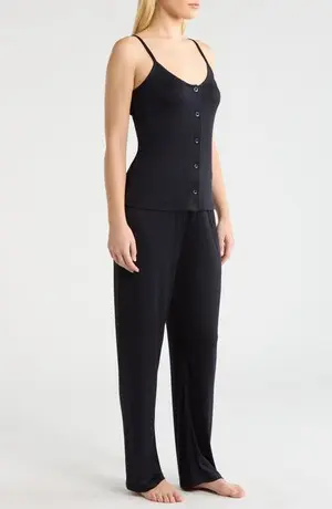 French Connection Rib Camisole & Pants Sleep Set - Utility Blue