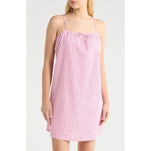 French Connection Gingham Seersucker Chemise - Pink Combo