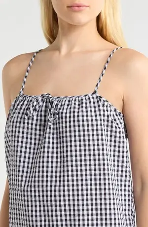 French Connection Gingham Seersucker Chemise - Utility Blue Combo