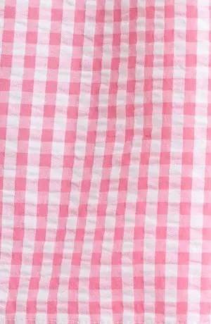French Connection Gingham Seersucker Cami & Bloomer Short Pajamas - Pink Combo