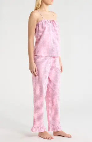 French Connection Gingham Seersucker Cami Pajamas - Pink Combo