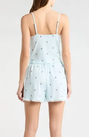 French Connection Eyelet Trim Short Pajamas - Blue Bow