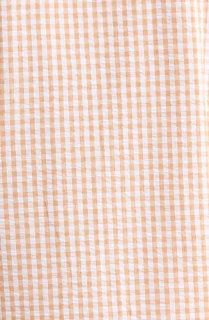 French Connection Gingham Seersucker Pajamas - Tan Combo