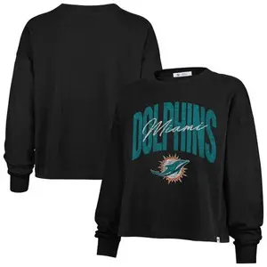 '47 Miami Dolphins Muse Sydney Long Sleeve Cropped T-shirt - Black