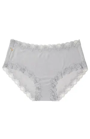 Uwila Warrior Soft Silk Lace Trim Silk Briefs - Alloy