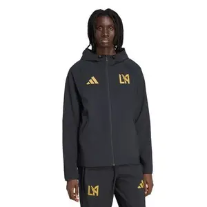 Adidas Lafc Tiro Travel Full-zip Hooded Windbreaker - Black