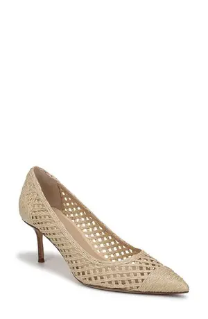 Veronica Beard Rita Raffia Pointed Toe Pump - Natural