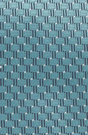 Canali Teal Geometric Jacquard Silk Tie