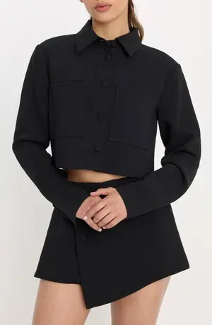 Good American Luxe Crop Jacket - Black001
