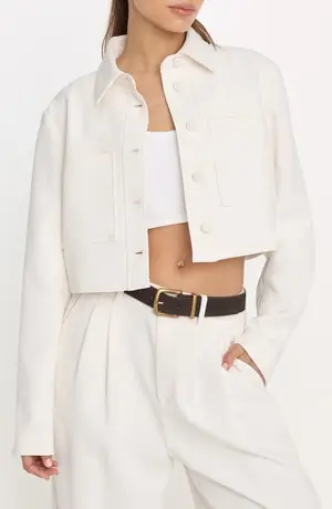 Good American Luxe Crop Jacket - Soft Shell