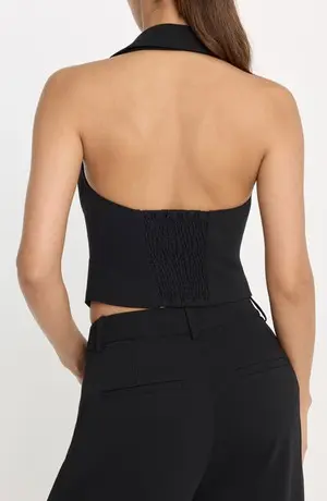 Good American Luxe Suiting Halter Vest - Black001
