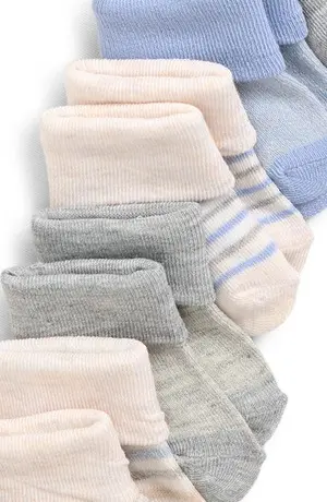 CAPELLI NEW YORK Assorted 8-pack Marled Cuffed Crew Socks