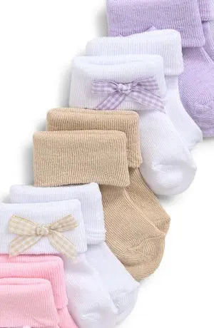 CAPELLI NEW YORK Assorted 8-pack Cuffed Crew Socks With Bows