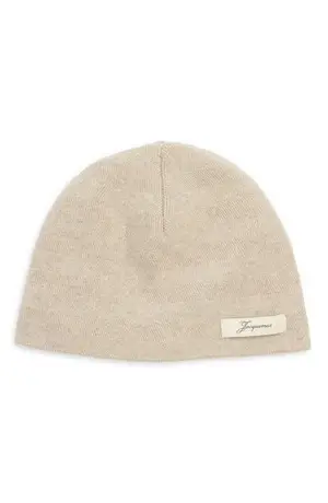 Jacquemus Le Bonnet Chevron Virgin Wool & Cashmere Beanie - Light Beige