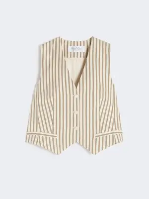 Max Mara Striped Cotton And Silk Canvas Gilet - Beige