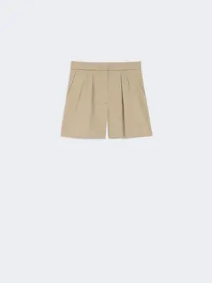 Max Mara Stretch Cotton Satin Shorts - Kaki