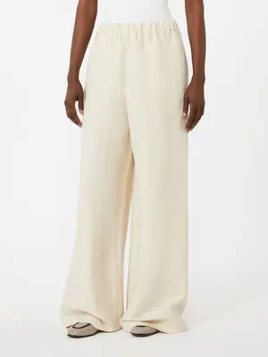 Max Mara Linen And Silk Wide-leg Trousers - Beige